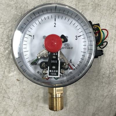 China 4-inch (100mm) Electric Contact Pressure Gauge with Dual Limit Control and 380V 10VA for Automation for sale