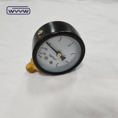 China 60mm Dial Size Black Steel Case Bottom Mount Pressure Gauge Gas Pressure Meter for sale