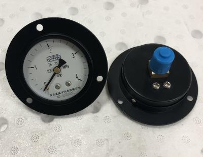 China 63mm Dial Black Steel Housing Front Flange Pressure Gauge with 0-4MPa Range Panel Mount Manometer for sale