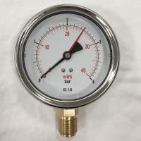 China 4 Inch 100mm Double Pointer Semi-Stainless Steel Pressure Gauge with 4 Bar Range for Oil Pressure Testing for sale