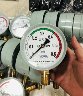 China 100mm Dry Utility Pressure Gauge with Color Warning Dial for Industrial Pressure Monitoring for sale