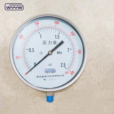 China 250mm Bayonet Stainless Steel Bottom Connection Heavy Duty Pressure Gauge for sale