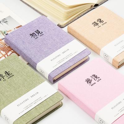 China Custom A5 Thick Hard Cover Plain Journal Linen Notebook Print for sale