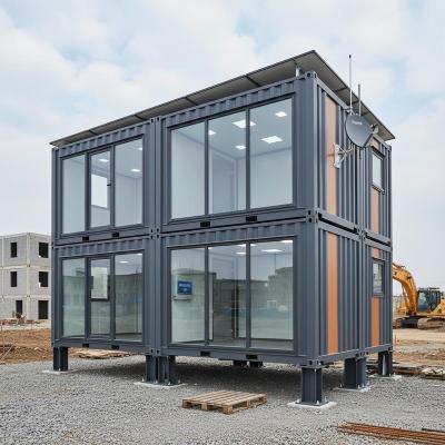 China Quick Assembly Mobile Container Site Office Glass Sliding Door Insulated Light Steel Frame Prefab Office Unit for sale