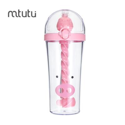 China Non slip 500ml Plastic Water Bottle With Straw for sale