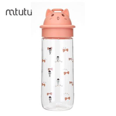 China Soft Silicon Handle 500ml 107g Cartoon Reusable Water Bottle for sale