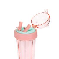 China Easy Cleaning Red 400ml Plastic Straw Water Bottle for sale