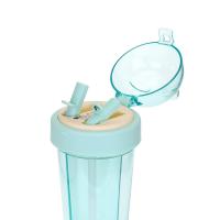China Mtutu Green 400ml Two Plastic Straw Water Bottle for sale