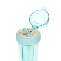 China Mtutu Green 400ml Two Plastic Straw Water Bottle for sale