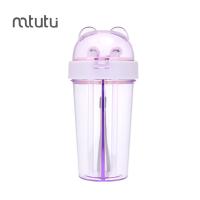 China No Water Leakage 400ml Plastic Straw Water Bottle for sale