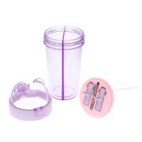 China No Water Leakage 400ml Plastic Straw Water Bottle for sale
