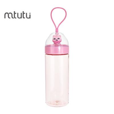 China Silicon Rope Children 400ml Cartoon Reusable Water Bottle for sale