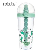China Green AS Lid 500ml Plastic Drink Bottle With Straw for sale