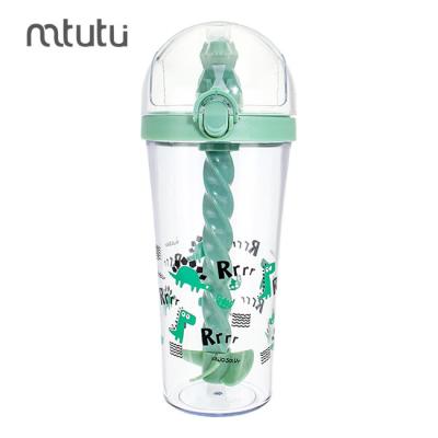 China Green AS Lid 500ml Plastic Drink Bottle With Straw for sale