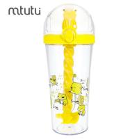 China Mtutu Convenient Rope 500ml Plastic Straw Water Bottle for sale