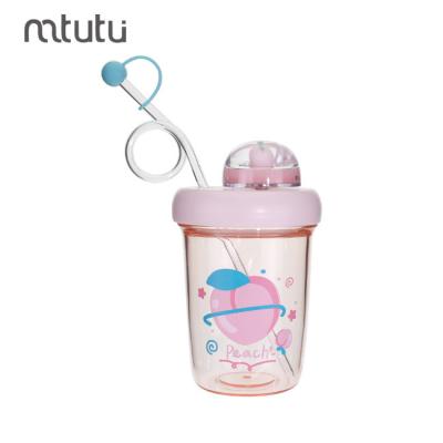China Healthy Kids 0.39L Plastic Water Bottle With Straw for sale