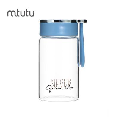 China Silicon Sealing Unbreakable 280ml Clear Glass Water Bottle for sale