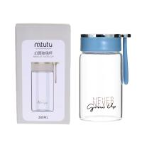 China Silicon Sealing Unbreakable 280ml Clear Glass Water Bottle for sale