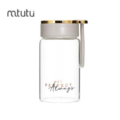 China Silicon Handle 165g 280ml Personalized Glass Water Bottle for sale