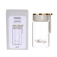 China Silicon Handle 165g 280ml Personalized Glass Water Bottle for sale