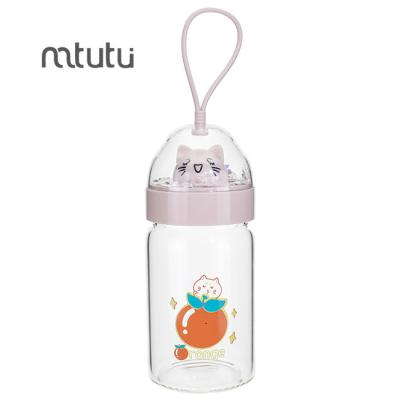 China Silica Handle 0.25L 180g Personalized Glass Water Bottle for sale