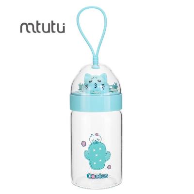 China Easy Cleaning Transparent 180g Pretty Glass Water Bottle for sale