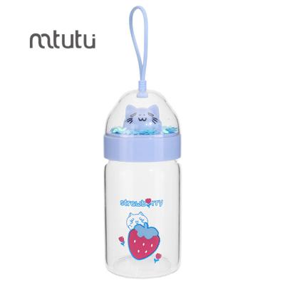 China 250ml Ink Printing Mtutu Branded Glass Water Bottles for sale
