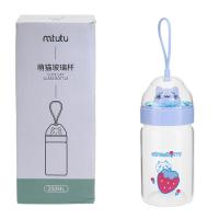 China 250ml Ink Printing Mtutu Branded Glass Water Bottles for sale
