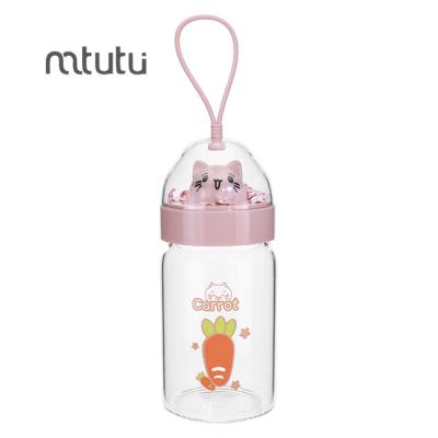 China Mtutu Pink 250ml Personalized Glass Water Bottle for sale