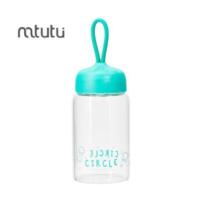 China Frosted Texture Silica Gel Personalized Glass Water Bottle for sale