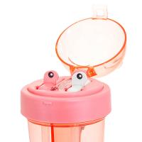 China Bear Design 420ml PP PC Plastic Straw Water Bottle for sale