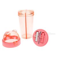 China Bear Design 420ml PP PC Plastic Straw Water Bottle for sale