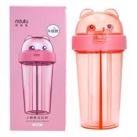 China Bear Design 420ml PP PC Plastic Straw Water Bottle for sale