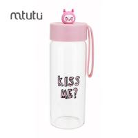 China Kawaii 12.85oz capacity 236g Personalized Glass Water Bottles for sale