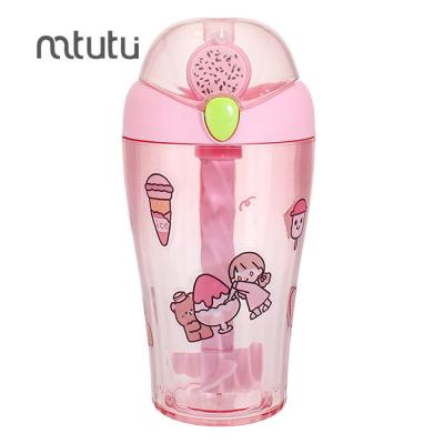China Pink 460ml Plastic Stirring Water Bottle With Soft Silica Gel Handle for sale