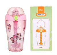 China Pink 460ml Plastic Stirring Water Bottle With Soft Silica Gel Handle for sale