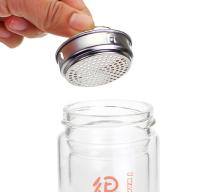 China 2 Layer Glass Drinking Water Bottles With Tea Filter Orange Color for sale