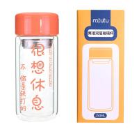 China 2 Layer Glass Drinking Water Bottles With Tea Filter Orange Color for sale