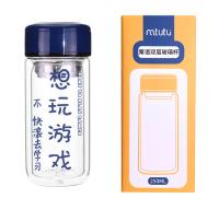 China ABS 250ml Personalised Glass Drink Bottles Round Bottle Mouth for sale