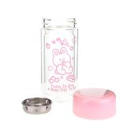 China Double Layer 9oz Personalized Glass Water Bottle Pink Color for sale