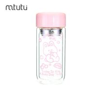 China Double Layer 9oz Personalized Glass Water Bottle Pink Color for sale