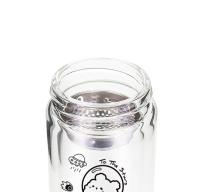 China Double Wall Tea Water Separator Glass Bottle Black Color for sale