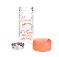 China 9oz Personalized Glass Water Bottle With 304 Stainless Steel Tea Filter for sale