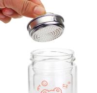 China 9oz Personalized Glass Water Bottle With 304 Stainless Steel Tea Filter for sale