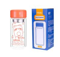 China 9oz Personalized Glass Water Bottle With 304 Stainless Steel Tea Filter for sale