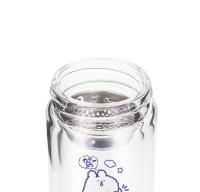 China Blue 250ml Eco Friendly Borosilicate Glass Water Bottle for sale