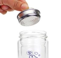 China Blue 250ml Eco Friendly Borosilicate Glass Water Bottle for sale