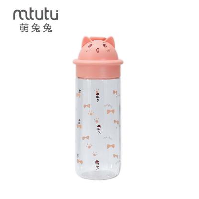 China Soft Silicone Handle Cartoon Reusable Plastic Water Bottles for sale
