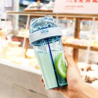 China Red Silica gel 400ml Plastic Straw Water Bottle With 2 Drinks for sale