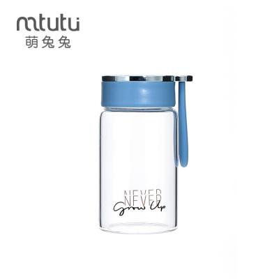 China Silicone Handle 165g 9.47oz Personalized Glass Water Bottle for sale